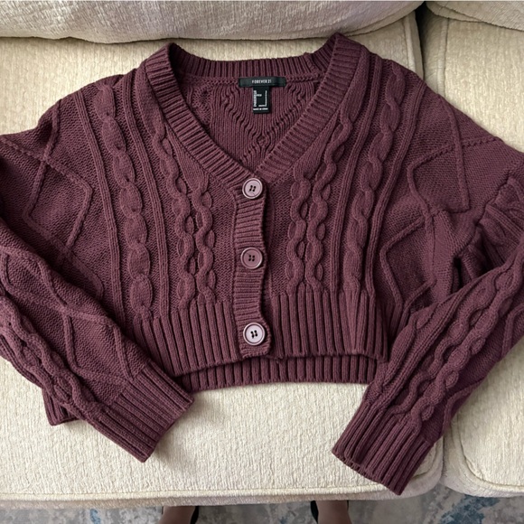 Forever 21 | Sweaters | Cable Knit Buttonup Cropped Sweater | Poshmark